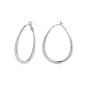 Herier Oval Hoop Earrings - Teardrop Hoops or Silver Hoop Earrings for Women, 14k Hoop Earrings & 925 Sterling Silver Earrings - Hypoallergenic & Lightweight