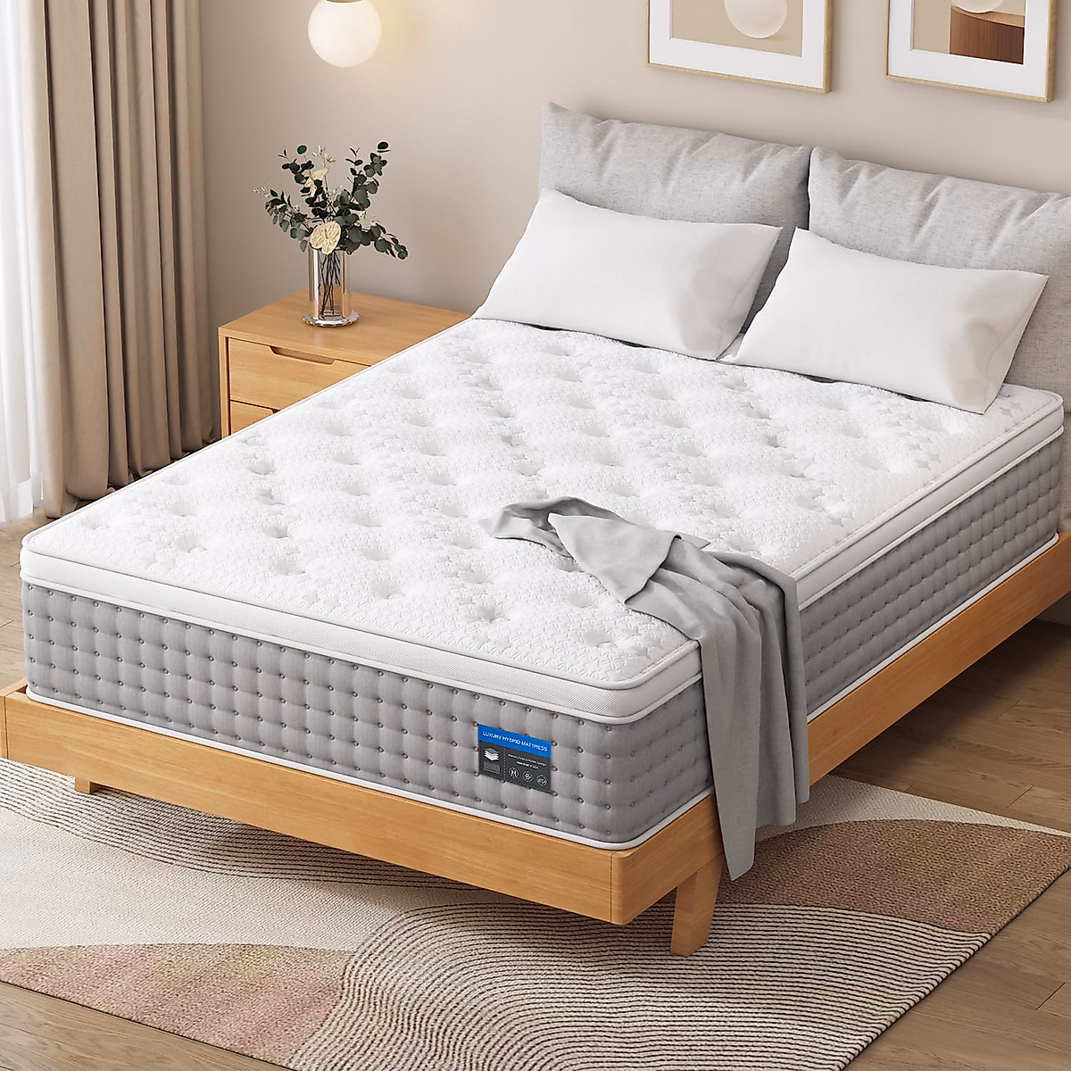 BedStory King Mattress, 14 Inch Luxury Hybrid Mattress in a Box with Gel Memory Foam, Pressure Relief Individual Wrapped Coils King Size Mattress for Motion Isolation, CertiPUR-US Certified