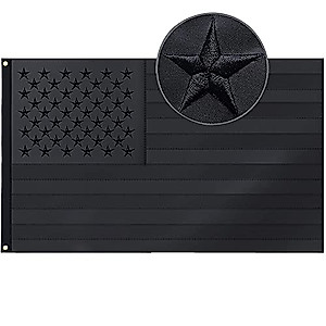 DZSM All Black American Flags 3x5 Ft,Solid USA Flag Double Sided with Embroidered Stars,Fade Proof Patriot United States America Banner Stitched Stripes,Blackout US for Outdoor,car,farm, F-001