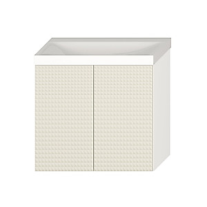 Distinct Kitchen and Bath Bolero 24" Bathroom Vanity Sink Combo for Small Space | Wall Mounted Bathroom Vanity Set with Ceramic Sink | Modern Floating Bathroom Cabinet with Sink (White/Coffee)