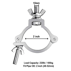 10PCS Eyeshot Premium Truss Clamp Stage Light Clamp, 2 Inch Aluminum Light Clamps for Truss, Heavy Duty 220lb LED Par Light Moving Head Lighting Clamps, Fit for 48-52mm OD Tube/Pipe