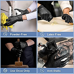 Vaingarb Black Nitrile Gloves Disposable Latex Free,Powder-Free,Medical Exam Gloves 100 Count Medium 5 Mil for Industry Working,House Cleaning,Food Prep