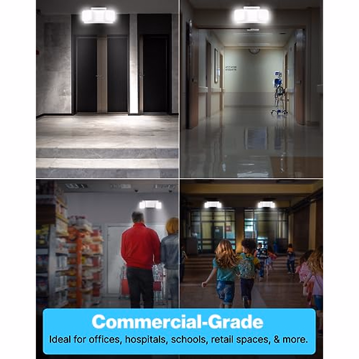 Sunco Emergency Lights, Commercial Emergency LED Flood Lights for Power Outages, Backup Battery (180 Minutes), Wall Mount, Hard Wired, 120-277V, Fire Resistant (UL 94V-0) 6 Pack