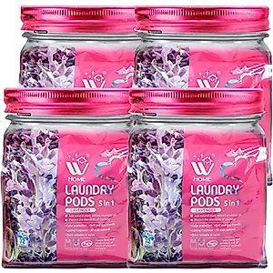 5-in-1 Laundry Pods, Total 128 Count, High Efficiency (HE), Ultra Concentrate with Powerful Stain Lifter Technology, Fabric Softener With Lavender Extracts, Detergent Pods, 32 Count/Each – Pack of 4