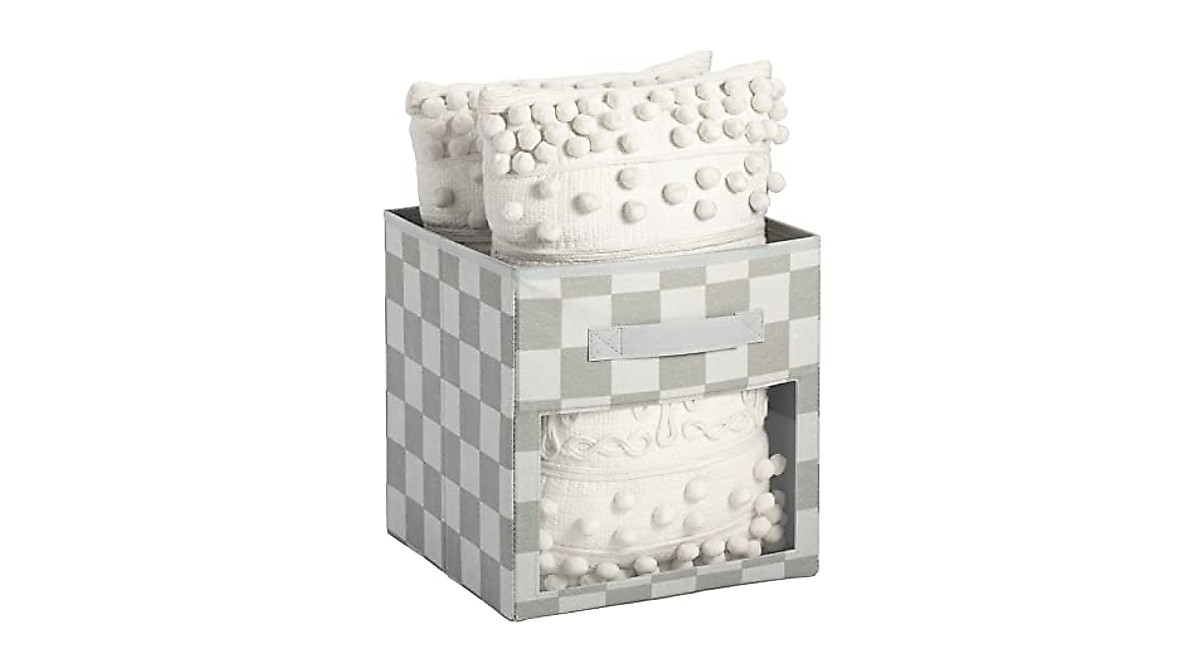 mDesign Gray Checkered Nursery Storage Organizer Bins