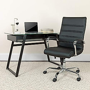 Flash Furniture Whitney High Back Desk Chair - Black LeatherSoft Executive Swivel Office Chair with Chrome Frame - Swivel Arm Chair