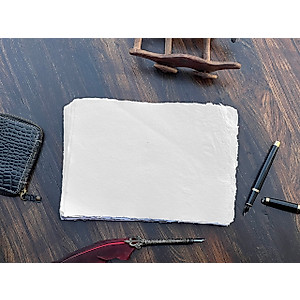 Watercolor Paper - Art Paper - Mixed Media Paper - Water Color Paper - Vintage Paper - 150 GSM Water Color Paper for Artists - Handmade Cotton deckled Edge Paper (A4 (11.7' X 8.3'), Off White)