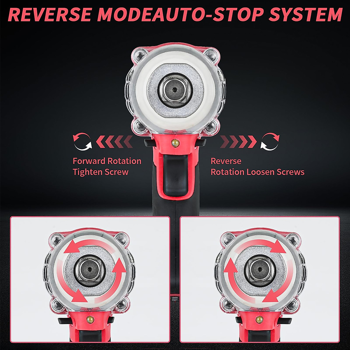 Cordless Impact Wrench, 21V Wrench Electric, 1/2 Impact Gun with 4-Mode Speed, Pistola de Impacto,Screwdrivers and Wrench 3-in-1, 331Ft-lbs(450N.m) Brushless, Power Impact Wrenches for Furniture, Cars