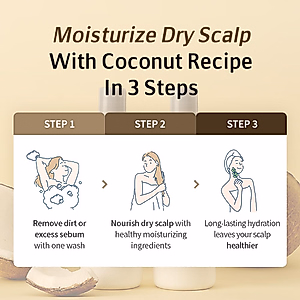 Karl&Hans Botanic Gourmand Coconut Vegan Shampoo Organic - Sulfate-Free, Moisturizing, Nourishing Shampoo with Coconut Oil&Natural Flower Extracts for Dry and Damaged Hair and Scalp Repair, 13.2 fl oz