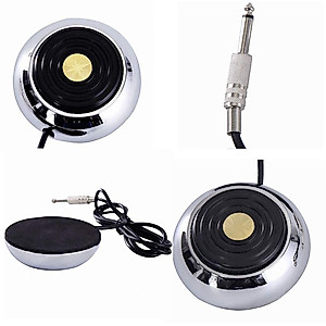 Tattoo Foot Pedal,Round Stainless Steel Tattoo Foot Pedal Gem Style 360 Degree Switch With 5” ft Clip Cord for Tattoo Machine Power Supply Tattoo Kits Tattoo Supplies