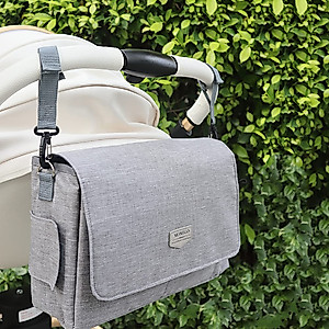 MOMIGO Baby Diaper Caddy Bag - Large Capacity Diaper Caddy Tote Bag Baby Stroller Bag Nursery Storage Bin for Diapers, Wipes & Toys Diaper Bag for Outdoor (Grey)