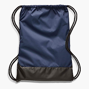 Nike Brasilia Training Gymsack, Drawstring Backpack with Zipper Pocket and Reinforced Bottom, Midnight Navy/Black/White