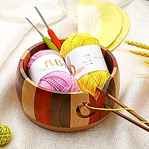 Large Yarn Bowl for Knitting, Wooden Yarn Storage Bowl, Handmade Rosewood with Holes, Knitting Wool Stroage Bowl