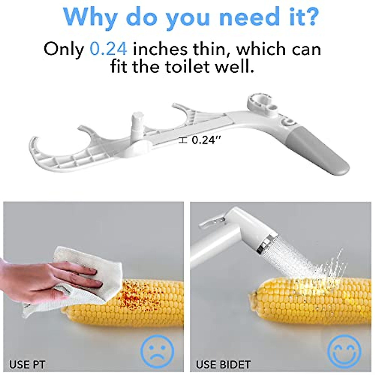 DEANIC 2-in-1 Bidet Attachment for Toilet Bath Bidet Sprayer, Ultra-Slim Toilet Bidet Sprayer Attachment, Adjustable Cold Fresh Water Pressure,Non-Electric Bidet Toilet Seat