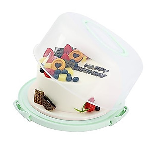 DZ CLAN Cake Carrier, Cake Container Plastic Cover Lid, Cake Carrier with Lid and Handle, Set of 2(10+8inch)