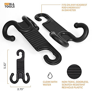 ALLTOOLS Car SUV Seat Headrest Hooks Back Hanger Holder Hang Purse Grocery Bag Handbag Cloth Coat Universal Vehicle Storage Organizer Gadget Car Accessories for Mom Women Men