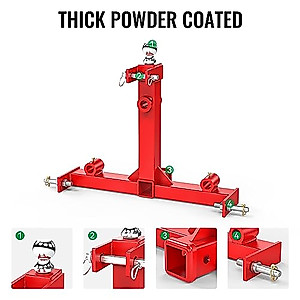 RbhAuto 3 Point Hitch Receiver, 3000lbs Capacity 2" Trailer Hitch for Category 1 Tractors with Trailer Ball Gooseneck Drawbar