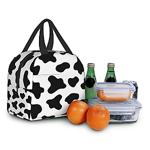 Cow Spots Cute Lunch Box Bento Travel Bag Picnic Tote Boxes Insulated Durable Container Shopping Bag Reusable Waterproof Bags For Adult Women Men