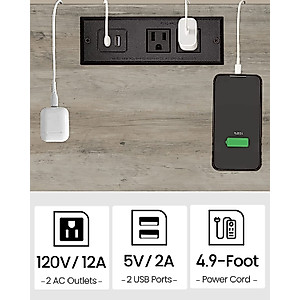 TUTOTAK End Table with Charging Station, Set of 2, Side Table with USB Ports and Outlets, Nightstand, 2-Tier Storage Shelf, Sofa Table for Small Space, Living Room, Bed Room V1TB01BG041