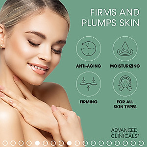 Advanced Clinicals Collagen Cream + Collagen Serum 2PC Set Bundle | Face Serum & Body Cream Moisturizer Lotion Plumping Skin Care Set & Kits For Wrinkles, Uneven Skin Tone, & Dry Skin, Fragrance Free