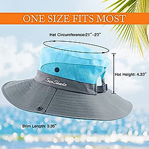 Sun Hats for Women Beach Hat Ponytail Hat Womens Sun Hat Wide Brim Sun Hat Women Sky Blue