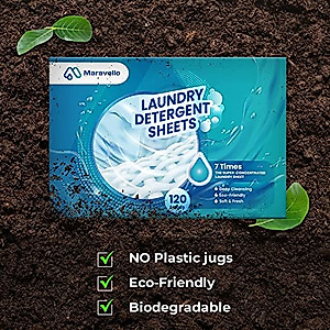 Laundry Detergent Sheets Fresh Scent: Maravello Hypoallergenic Laundry Soap -Eco-friendly Washing Detergent Sheets Plastic-Free Washer Sheets (Fresh Scent, 120 Count)