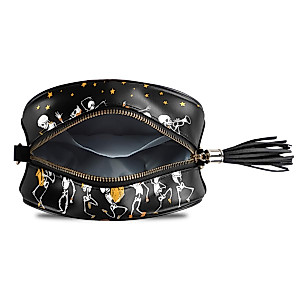 ALAZA Cute Sugar Skull Pumpkin Star Halloween PU Leather Small Crossbody Bag Purse Wallet Cell Phone Bags with Adjustable Chain Strap & Multi Pocket