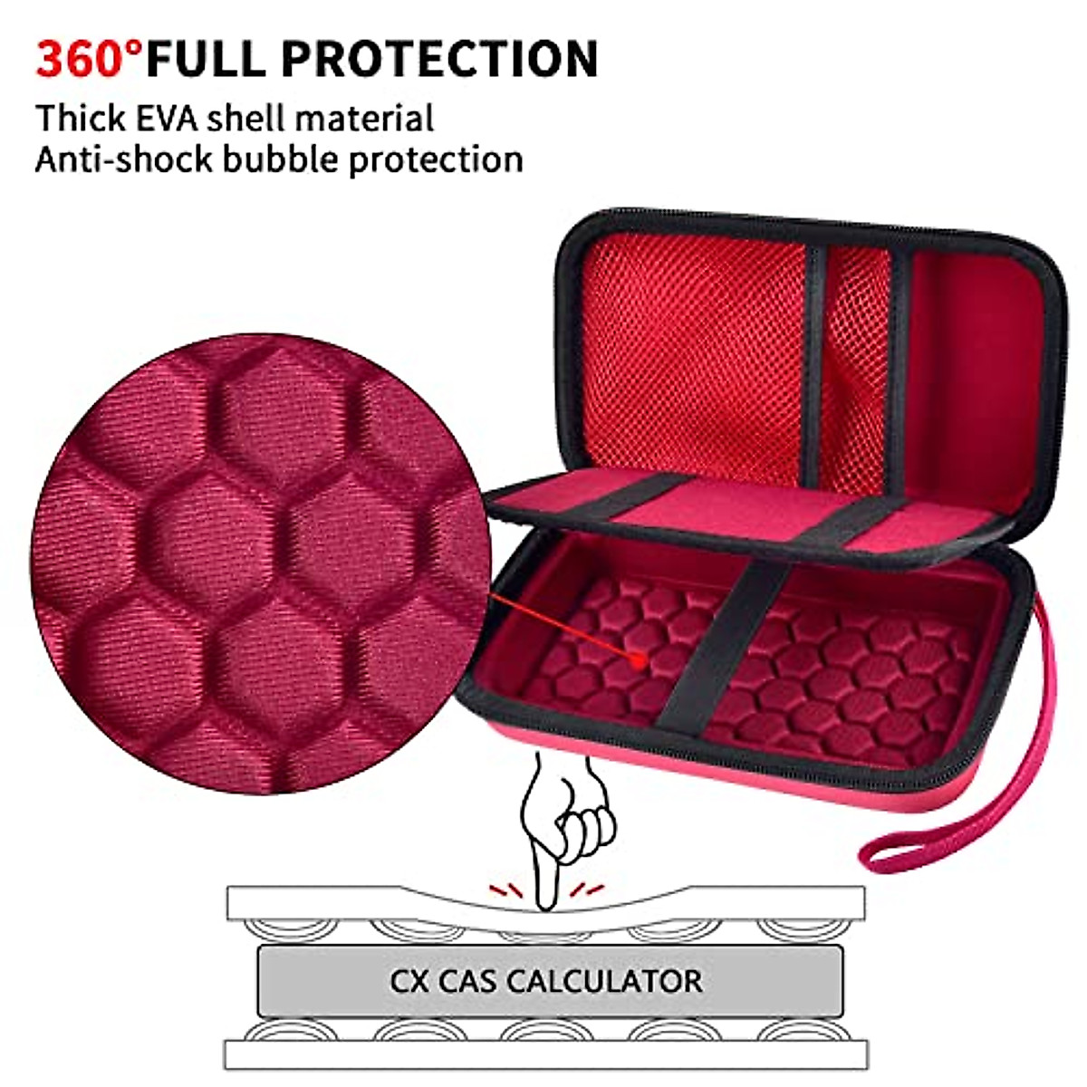 Graphing Calculators Case Compatible with Texas Instruments TI-84 Plus/TI-83 Plus CE Color Calculator, Storage Holder for TI-89/for Casio fx-9750GIII for TI-30XS for Cables, Pens, Pencil-Red,Box Only