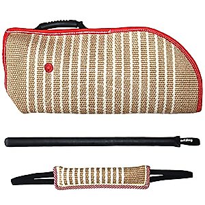 Dog Bite Training Set - Dog Bite Sleeve, Dog Bite Pillow Tug Toy, Dog Training Stick - Professional Training Equipment for Training, Biting, Interactive, Fetch, K9, Puppy (Transverse Stripe)