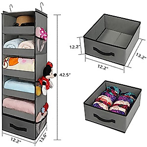 Licode 66LBS-Capacity Hanging Closet Organizer, Collapsible Hanging Closet Shelves, Hanging Purse Handbag Organizer for Closet & RV,42.5" H X 12.2" W X 13.6" D, 1-Pack A Grey