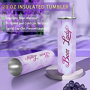 Boss Day Gifts for Women, Boss Lady Gifts for Women with 20 OZ Boss Lady Mug Canvas Tote Bag Makeup Bag Notebook and 2 Ballpoints Pen, Funny Boss Gifts for Female, Appreciation Gifts Christmas Gift