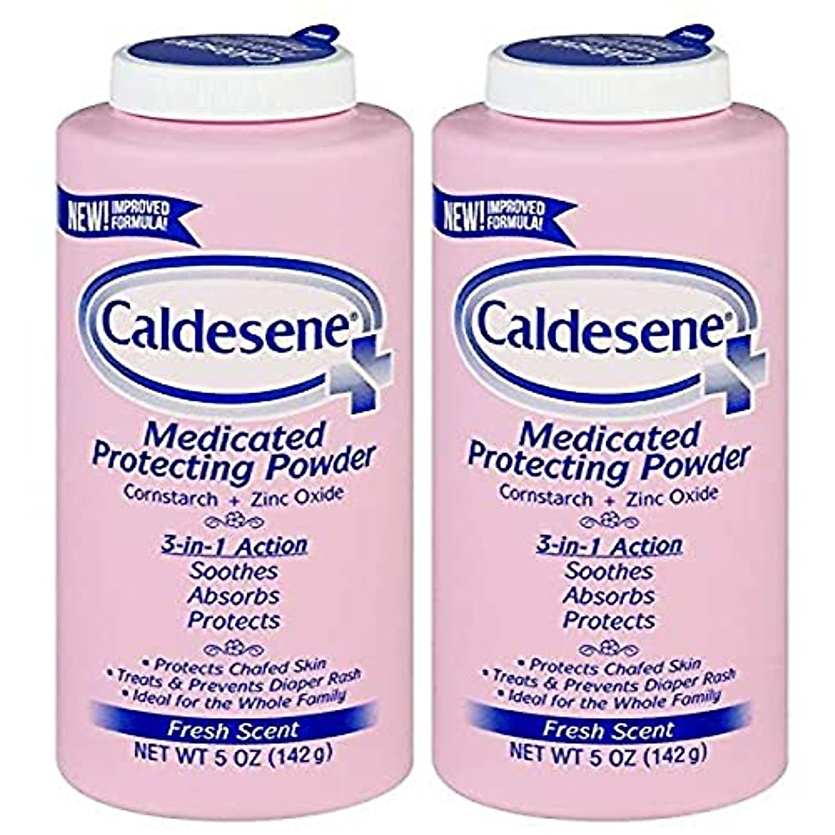 Caldesene Medicated Protecting Body Powder with Zinc Oxide and Cornstarch, Talc Free, 5 Oz (Pack of 2)