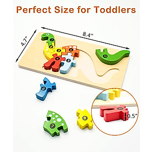 4 Pack Wooden Animal Puzzles for Toddlers 1 2 3 4 Years Old Boys & Girls, Montessori Toys for Kids Ages 1-4 with 4 Animal Patterns, Preschool Educational Toys Bright Vibrant Color Shapes