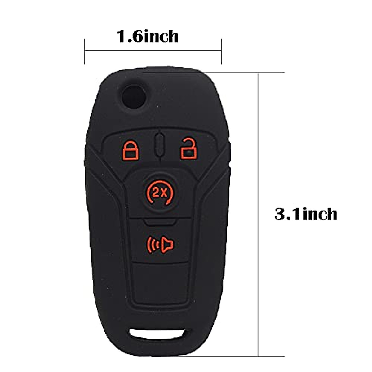 Suitable for Ford F150 F250 F350 4 Button Car Silicone Remote Control Key Cover, Auto Parts, Keyless Entry Remote Control Key Box Protective Cover, 2 Packs Black