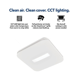 Broan-NuTone AER80CCTK CleanCover Bath Fan, 80 CFM, 0.7 Sone, with Selectable CCT LED Light, Energy Star