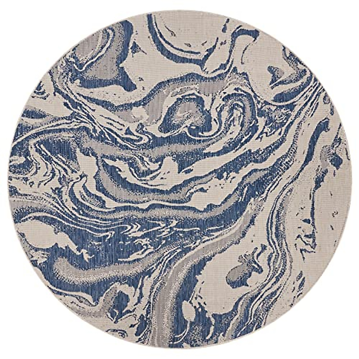 Lr Home Ox Bay Seamas Abstract Oasis Indoor Outdoor Rug, White/Navy, 3' x 5'