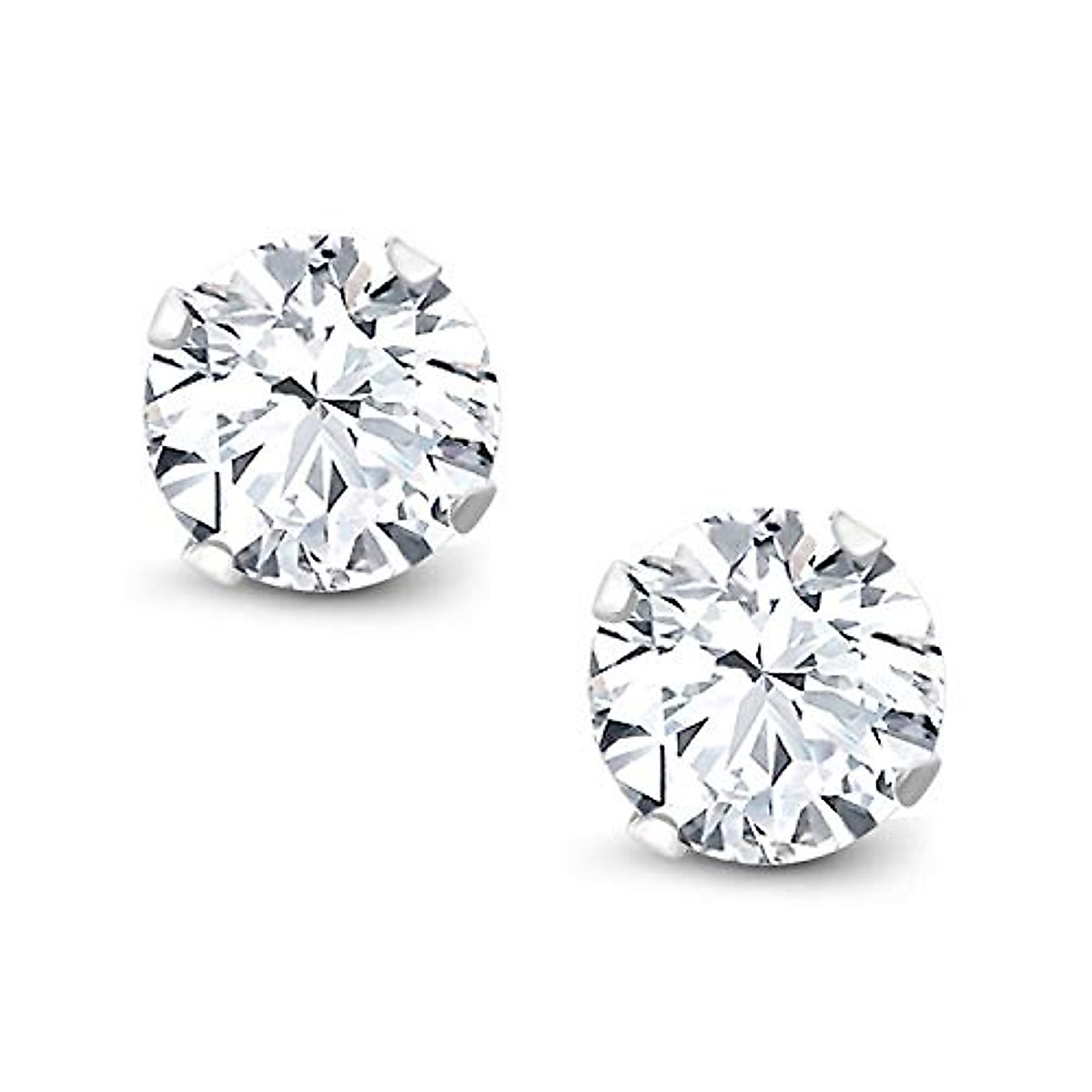 Gem Stone King 925 Sterling Silver White Cubic Zirconia CZ Stud Earrings For Women (2.00 Cttw, Round Cut 6MM)
