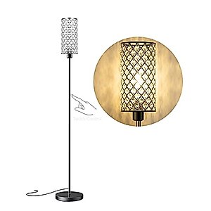 Assemer Touch Crystal Floor Lamp,Modern Sliver Standing Lamps with 3 CCT LED Bulb,Tall Pole Accent Lighting for Living Room,Girl Bedroom,Home Decor,Office