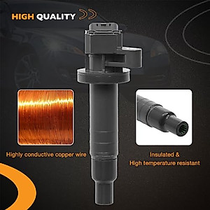 Ignition Coil Pack Set of 4Pcs Compatible with 1.8L L4 Toyota Corolla Matrix Chevrolet Prizm & More Replaces# 9008019015, 9008019019, 9091902239