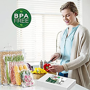 Bonsenkitchen Vacuum Food Sealer Bags 100 Quart 6" x 10', BPA Free, Commercial Grade Textured Food Vacuum Sealer Bag, Thick Embossed Bags for Food Storage and Sous Vide Cooking