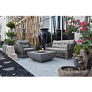 Modeno Westport Outdoor Gas Firepit Table 34 Inches Fire Pit Patio Heater Concrete Outside Electronic Ignition Backyard Fireplace Cover Lava Rock Included Natural Gas