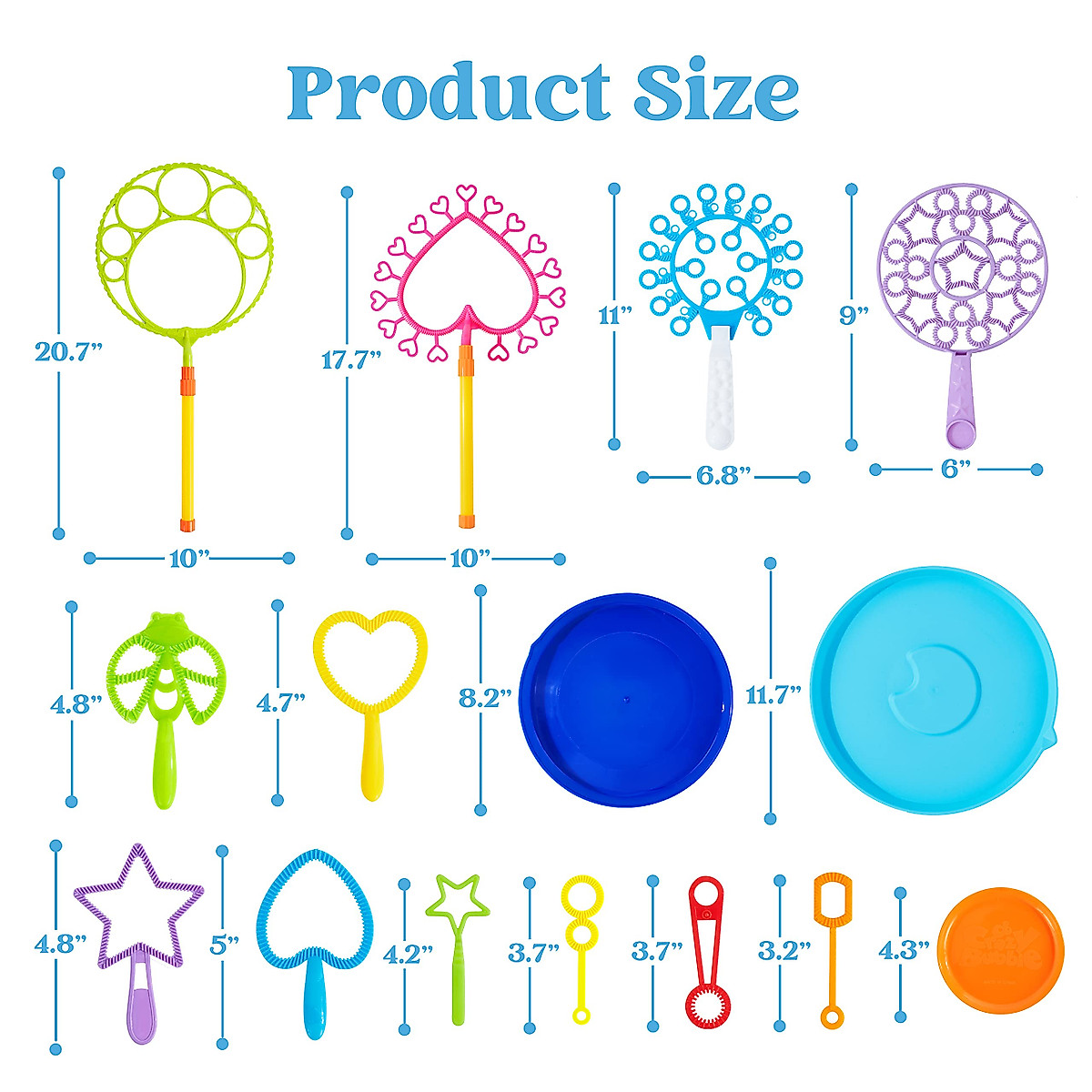 Sloosh 36 Packs Big Bubble Wands Set, 20" Giant Bubble Wand Toys with Tray Bulk, Large Bubble Maker for Kids Adults, Summer Toys, Birthday Party Favors, Outdoor Activities