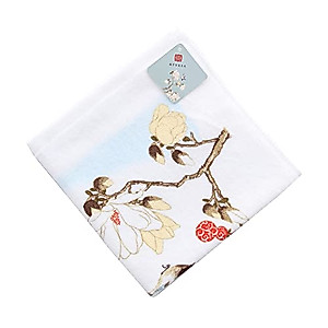 Kissvian 2-Pack Pure Cotton Square Face Towel Hand Towels, Chinese Style Imperial Garden Pattern Facial Cleansing Cloths, Ultra Soft and Gentle Washcloths for Bathroom, Size 14.5" x 14.5".