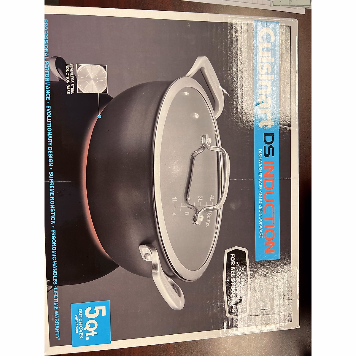 CUISINART DS INDUCTION DISHWARE SAFE ANODIZED COOKWARE 5 QT DUTCH OVEN WITH COVER