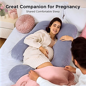 Momcozy Pregnancy Pillows, U Shaped Full Body Maternity Pillow with Removable Cover - Support for Back, Legs, Belly, Hips for Pregnant Women, 57 Inch Pregnancy Pillows for Sleeping, Grey