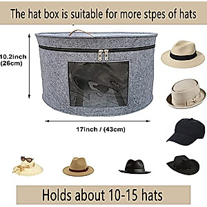 Yofuhope Cowboy Hat Box Organizer,Hat Boxes for Women & Men Storage, Hat Box for Travel, Foldable Round Hats Cap Organizer with Dustproof Lid,Stuffed Animal Toy Storage (Grey)