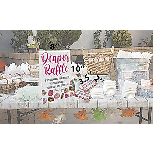 Diaper Raffle Cards with Sign(Sign 8x10 Inch), Donut Theme Baby Shower Games, Baby Showers Decorations -1 Standing Sign + 50 Guessing Cards(raffle42)