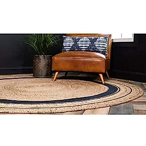 GlobusArt Hand Woven Round Jute Area Rug Braided Round Rugs for Boho Home Decor Living Room and Kitchen Floor Decoration Natural Eco Friendly Area Rug for Farmhouse.…
