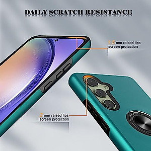 lovpec for Samsung Galaxy A54 5G Case with Glass Screen Protector, Ring Holder Kickstand Drop Proof Protective Slim Dual Layer Stand Non-Slip Tough Cover Cell Phone Case for Galaxy A54 5G (Green)