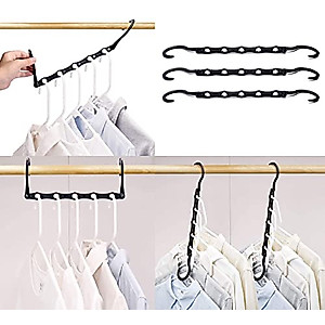 HOUSE DAY Black Magic Hangers 10 Pack and Black Velvet Hangers 50PK，Space Saving Hangers Set